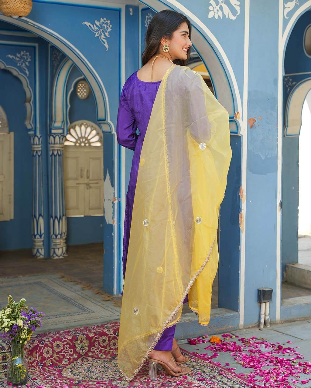 PURPLE FESTIVE SUIT SET WITH GOTTA WORK – Gulabi Dori